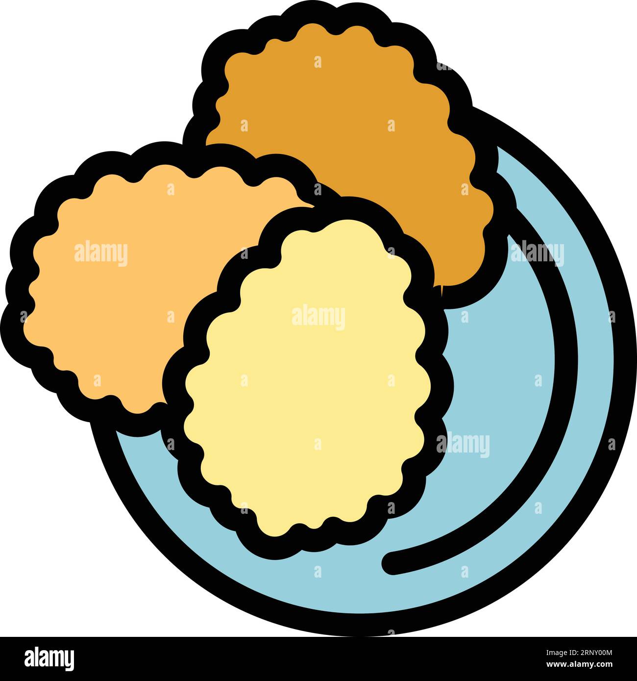 Top view nugget icon outline vector. Cute hot food. Food face color ...