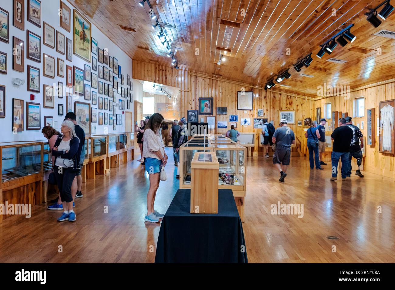 Tourists visit Crazy Horse Memorial; interior museum displays; Custer ...