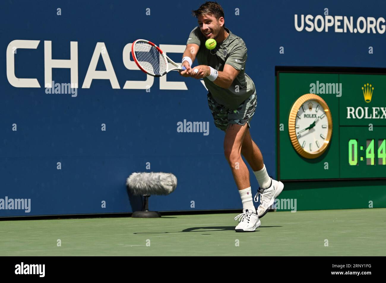 Cameron Norrie in action during a men's singles match at the 2023 US ...