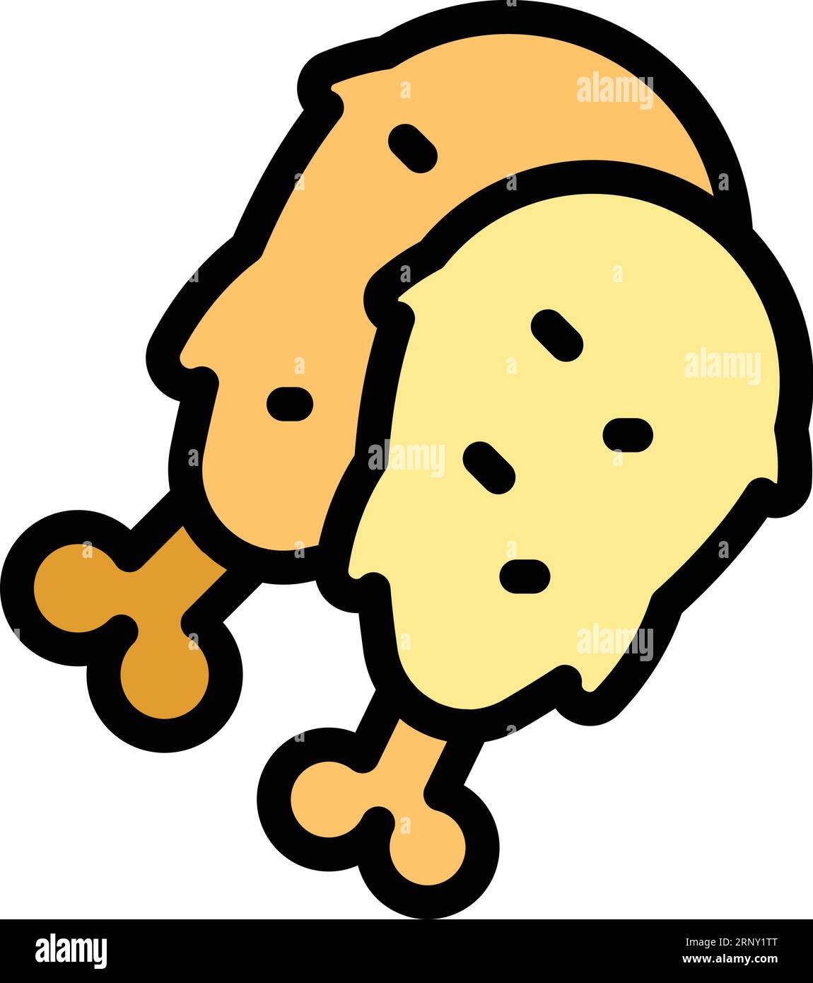 Hot chicken icon outline vector. Nugget face. Box fried color flat ... Hot chicken icon outline vector. Nugget face. Box fried color flat ...