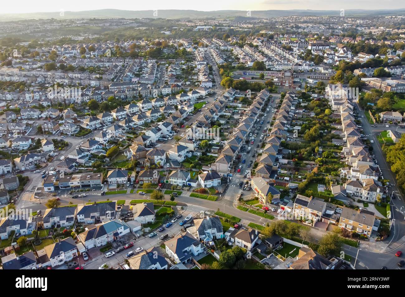Plymouth, Devon, UK. 2nd September 2023. UK Weather. A housing estate ...