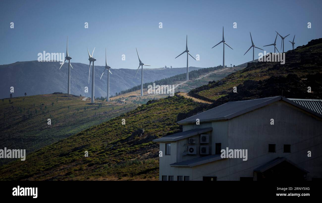 Wind farms in Serra da Estrela mountains, Portugal Stock Photo - Alamy