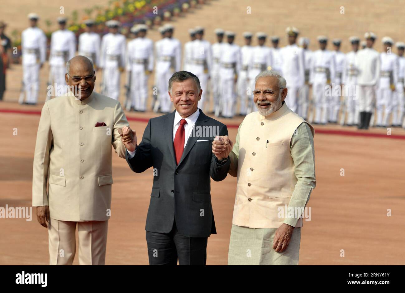 (180301) -- NEW DELHI, March 1, 2018 -- (From R to L) Indian Prime ...