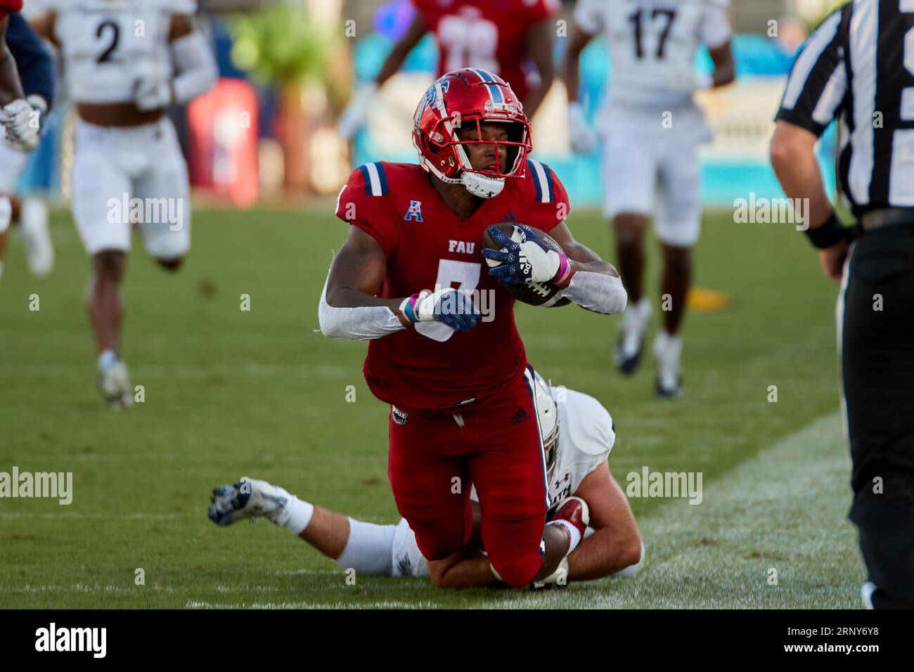 Boca Raton, FL, USA. 2nd September 2023. 3 Larry McCammon of FAU, 18 ...