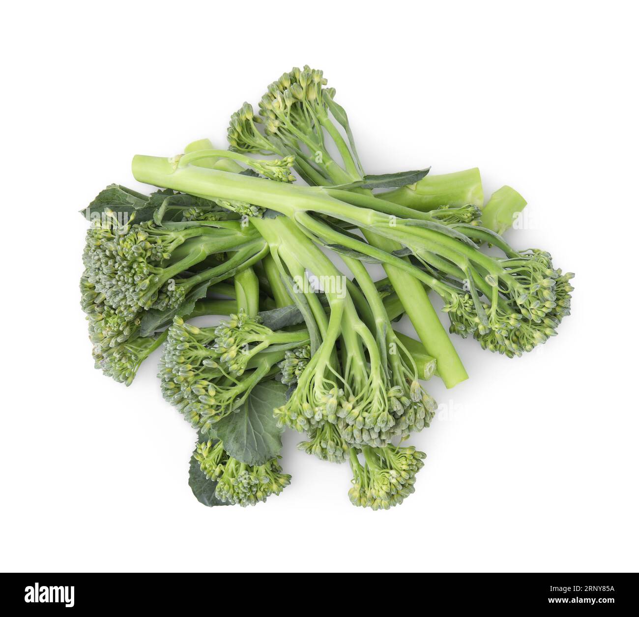 Fresh raw broccolini isolated on white, top view. Healthy food Stock ...