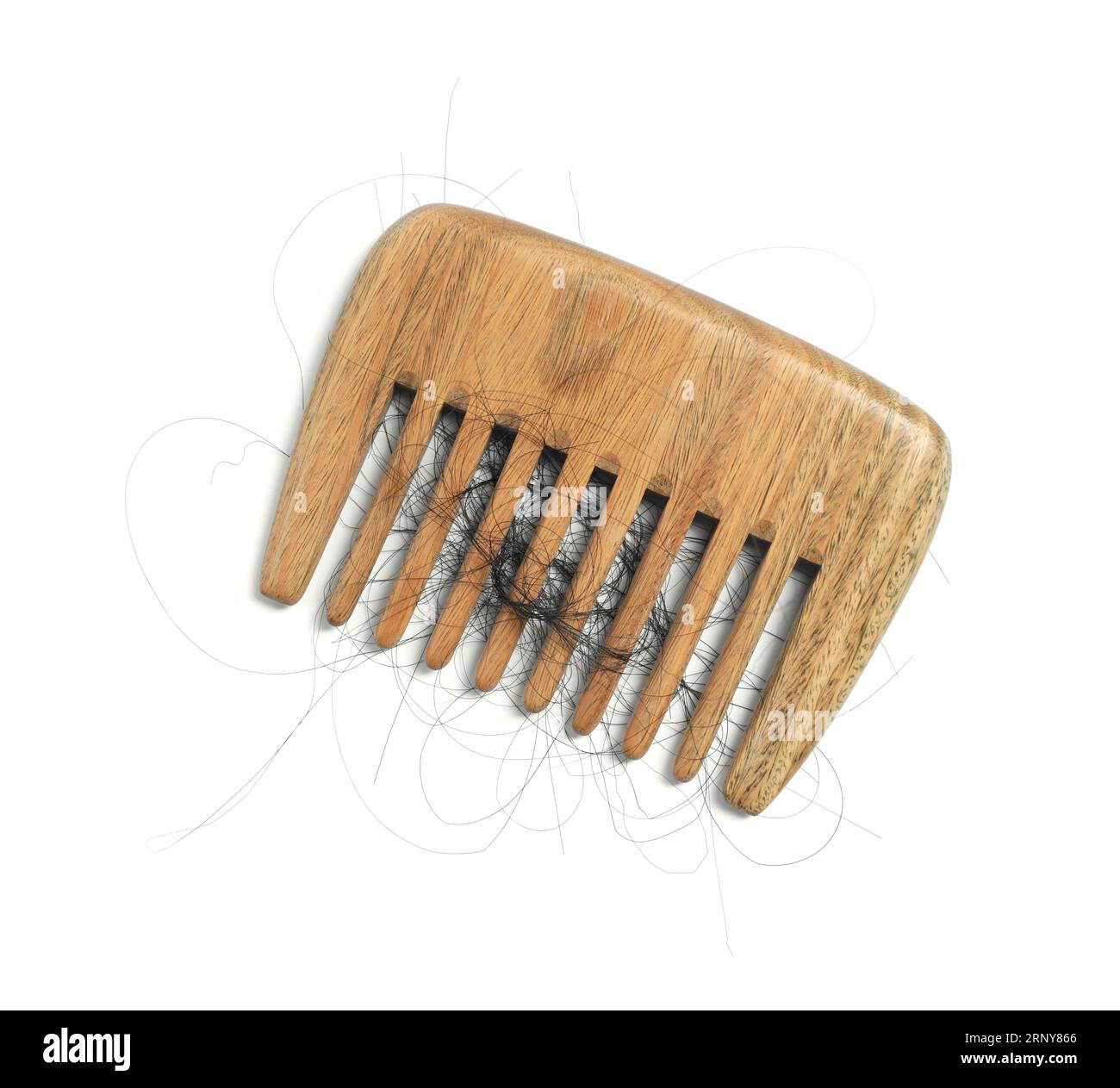 Wooden comb with lost hair on white background, top view Stock Photo ...