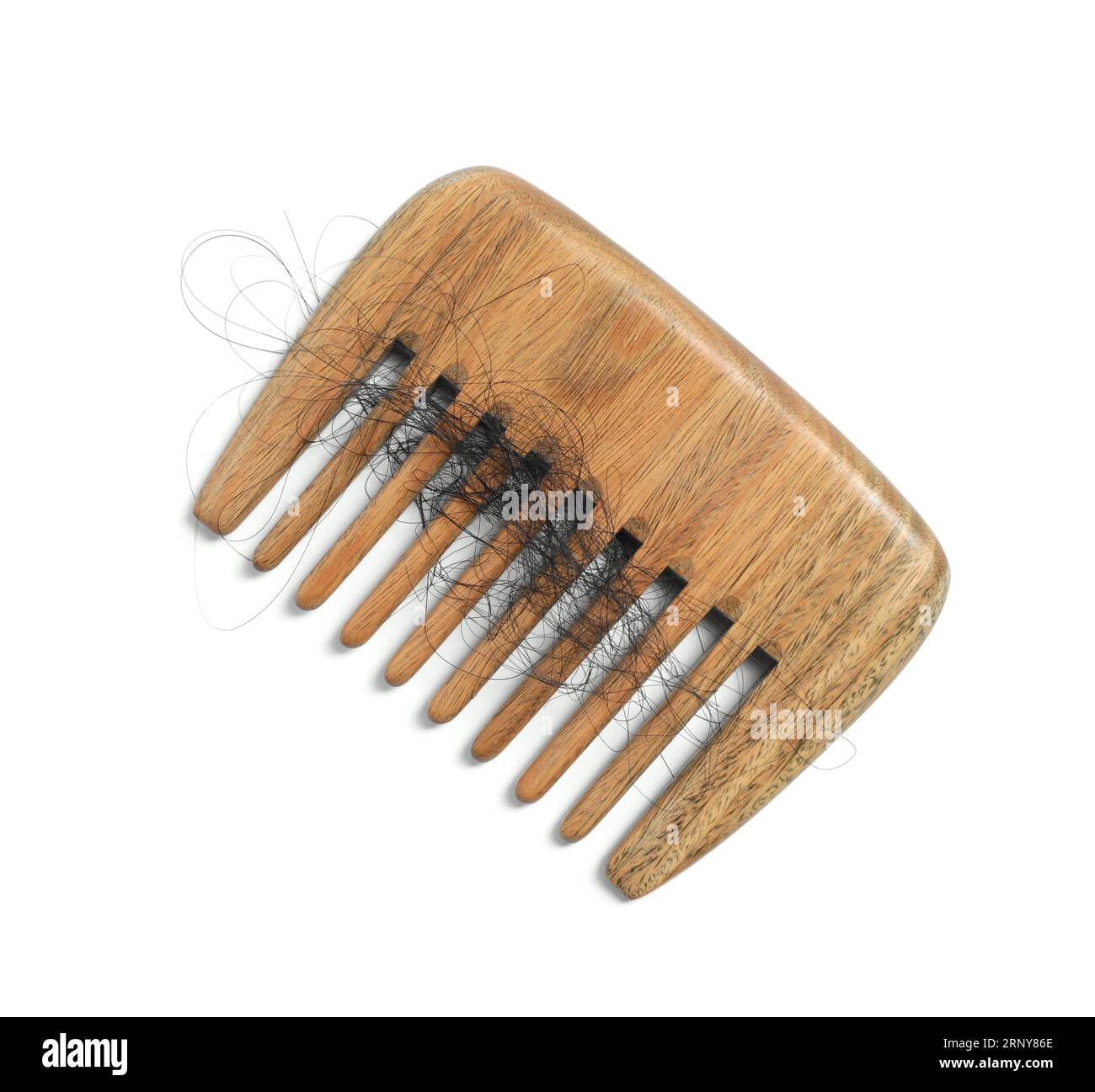 Wooden comb with lost hair on white background, top view Stock Photo ...