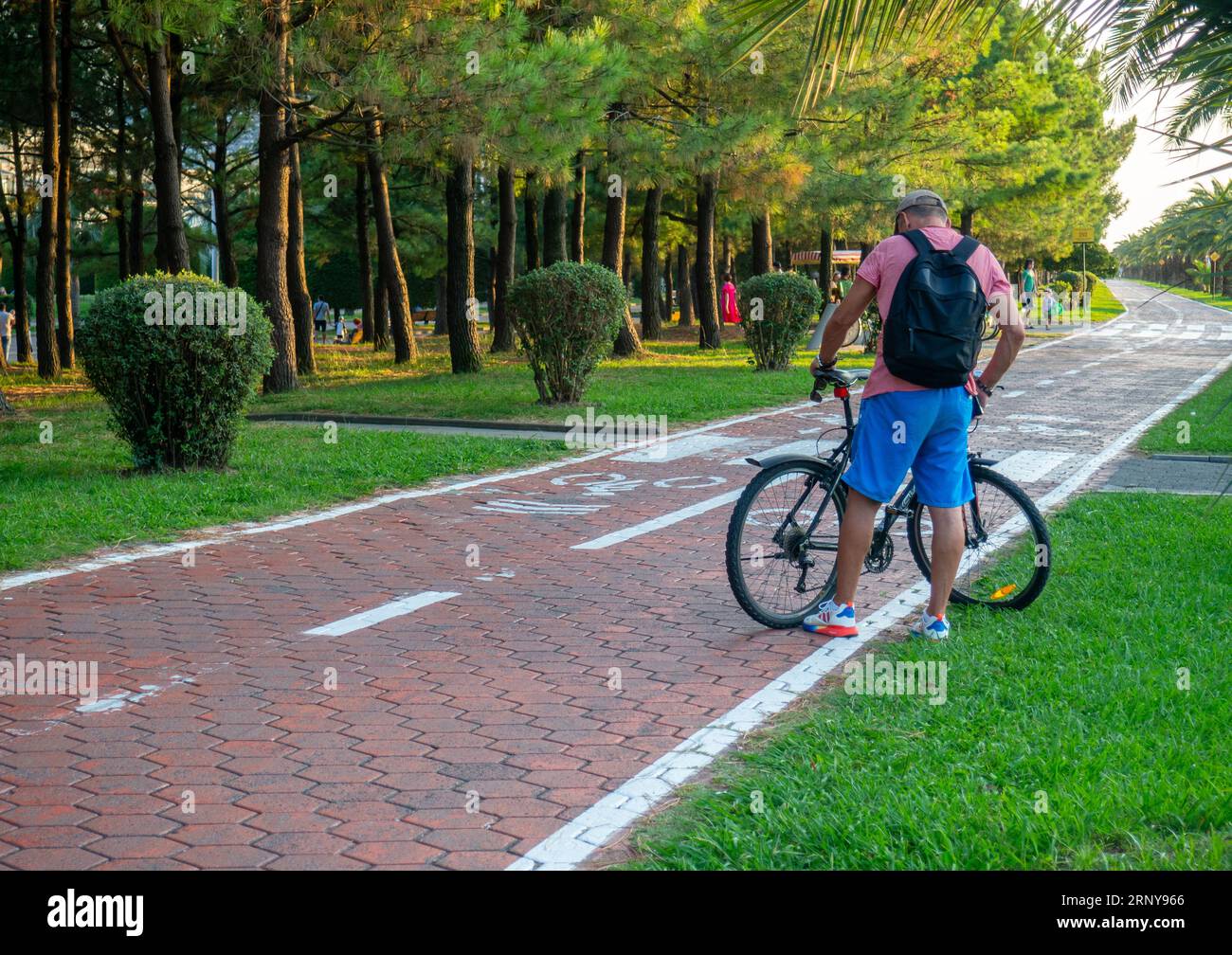 Bike lane concept. Healthy lifestyle. Urban space in a modern resort ...