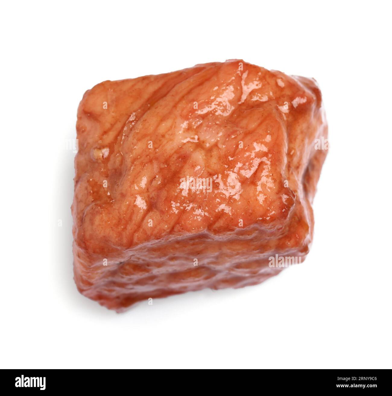 Piece of delicious cooked beef isolated on white, above view. Tasty ...