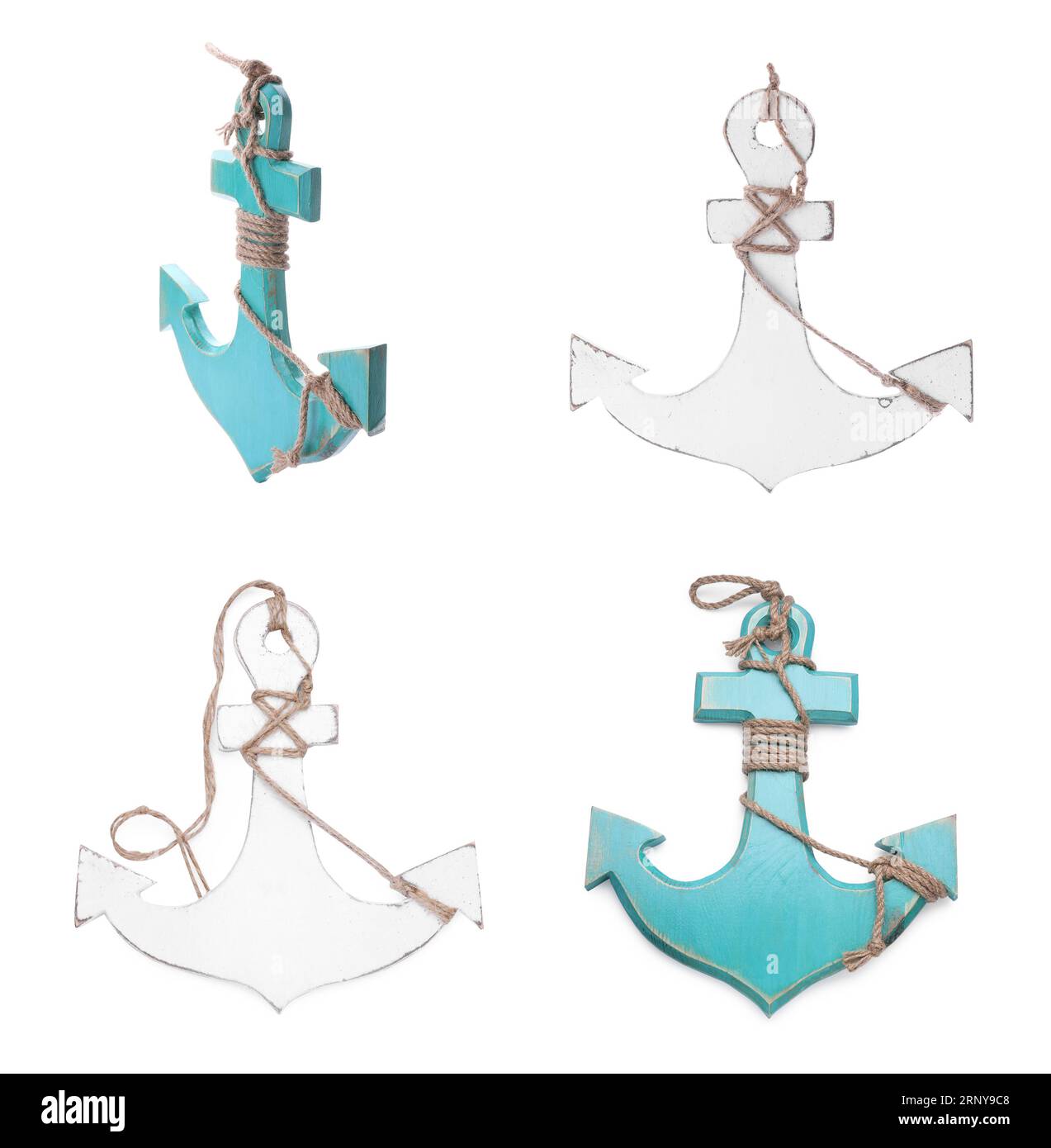 Set with different anchors isolated on white Stock Photo - Alamy