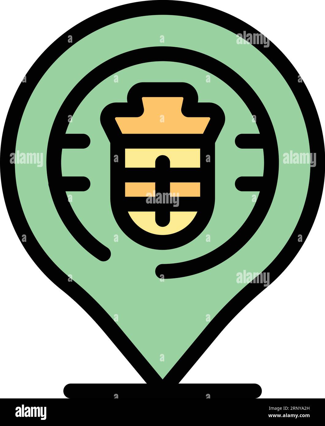 Croatia Location Icon Outline Vector Sea City Zagreb Map Color Flat