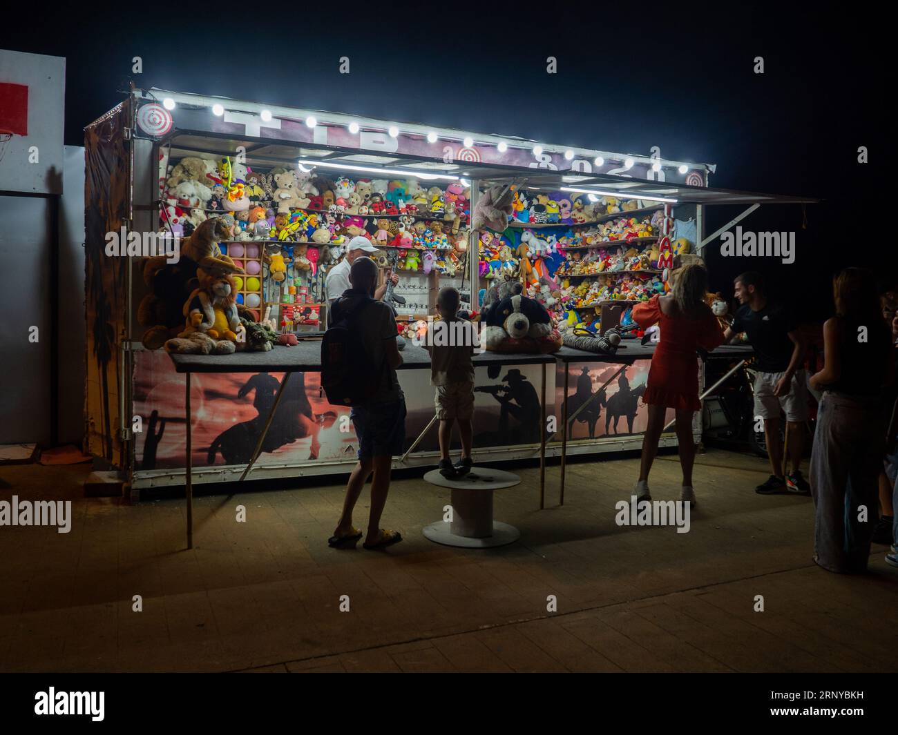 Batumi, Georgia. 08.18.2023 Shooting range at the resort. Prize game ...