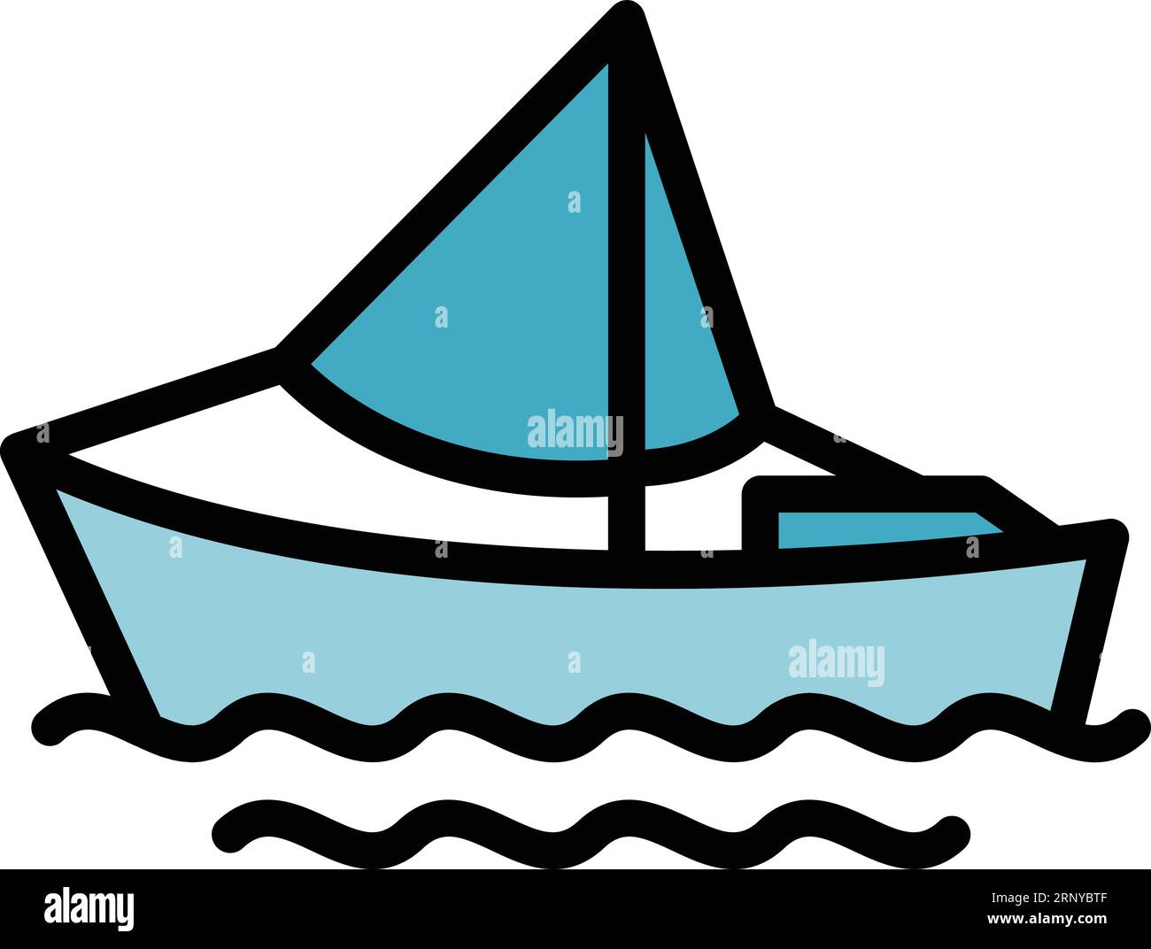 Sea boat icon outline vector. Map tour. Travel tour color flat Stock ...