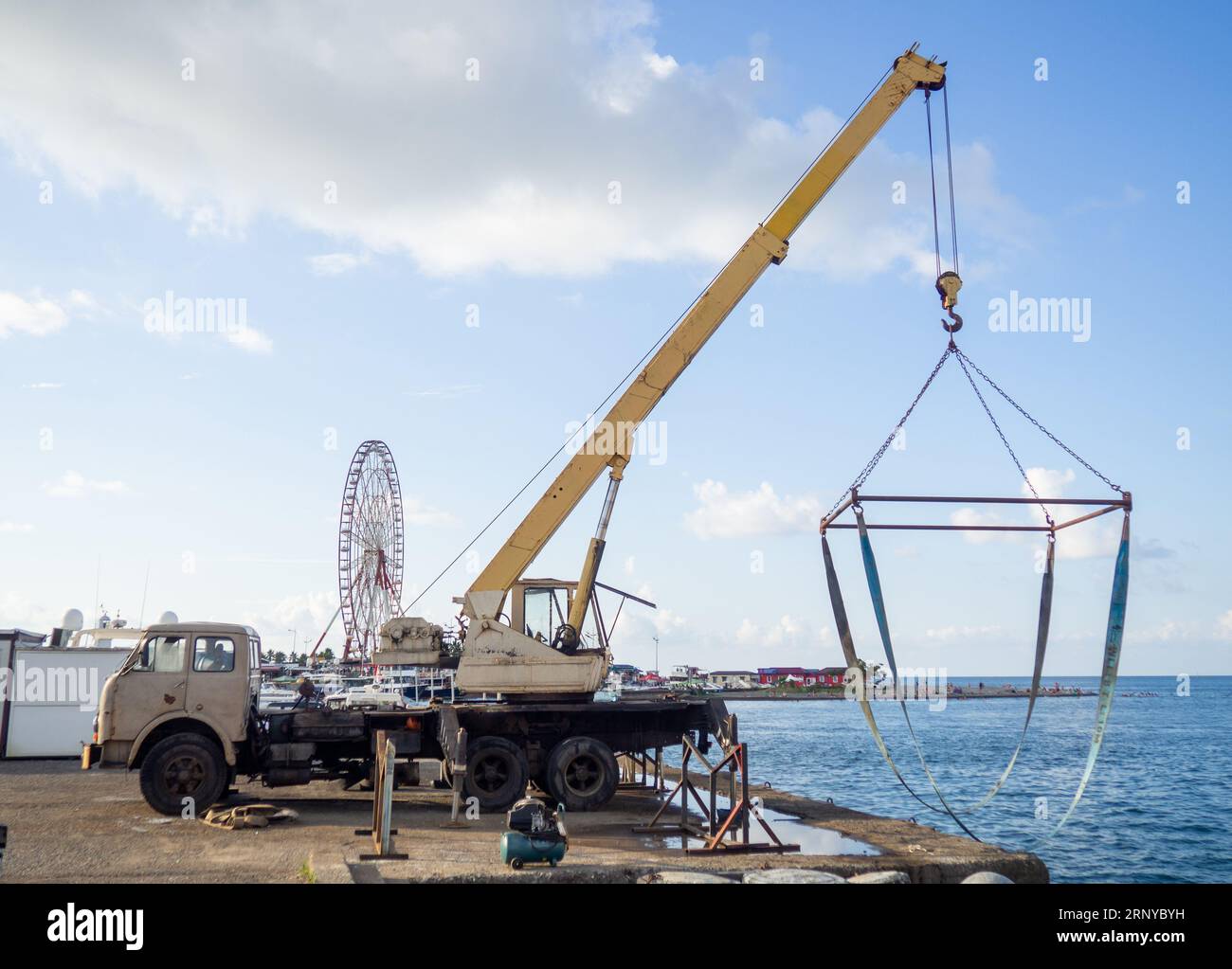 Crane for loading and lifting boats. Transportation of boats. Private ...