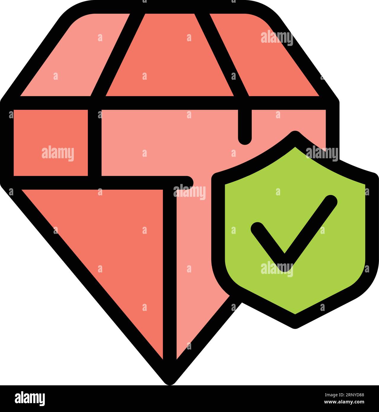 Approved diamond icon outline vector. Tooth gem. Dental healthy color ...