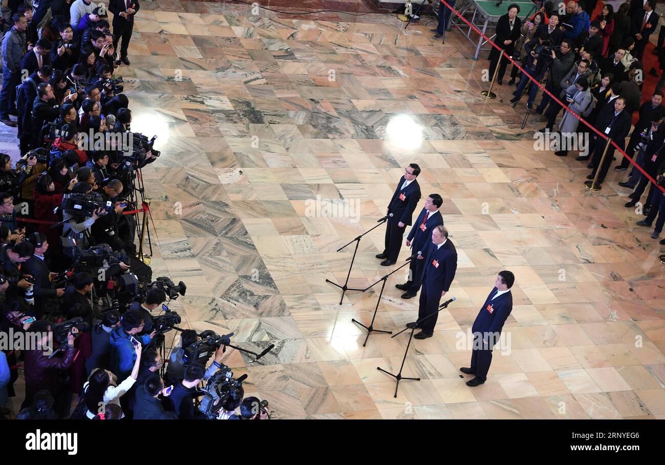 (180315) -- BEIJING, March 15, 2018 -- Liu Wei, Yang Wei, Li Xinmin and ...