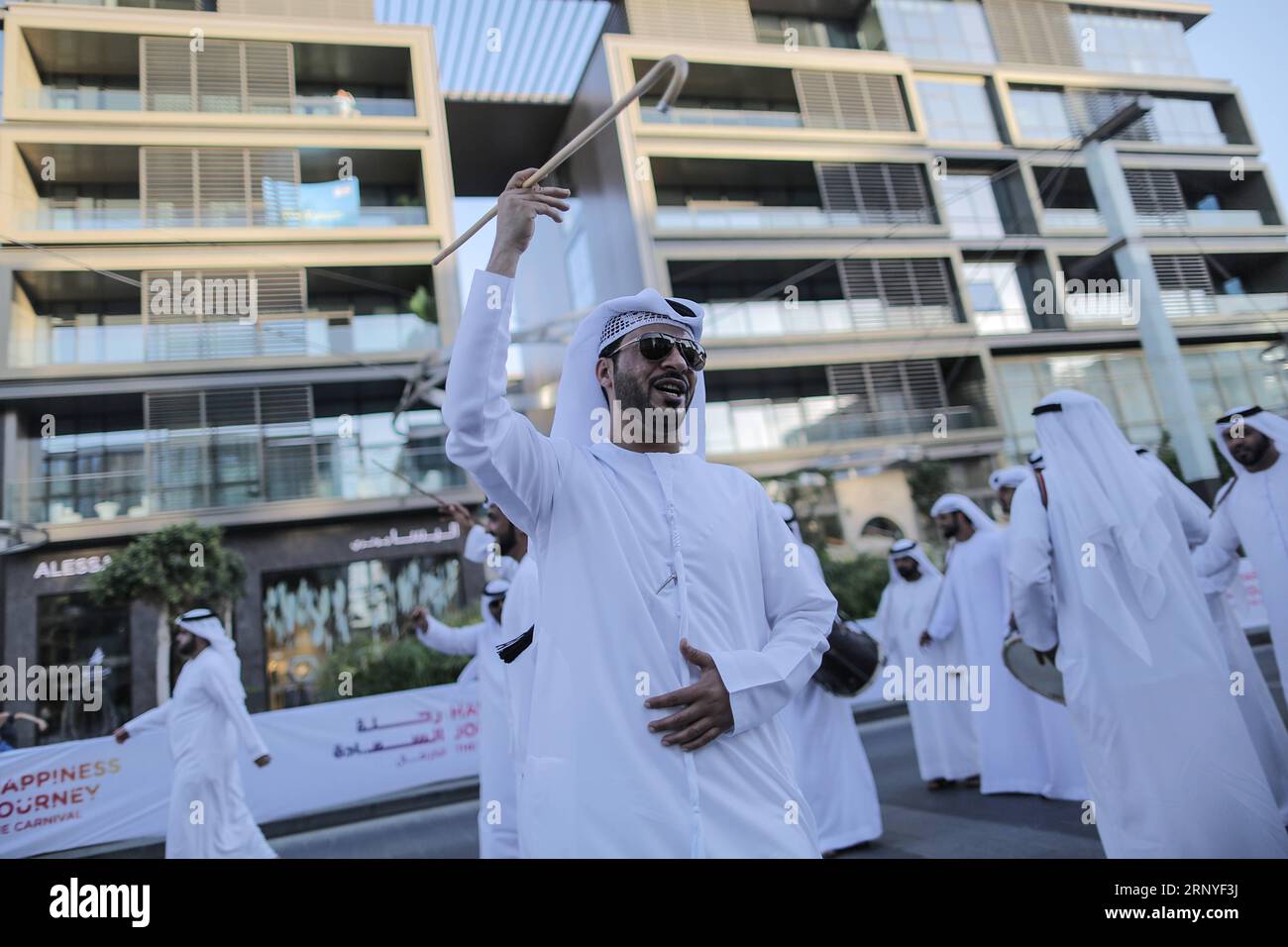 (180316) -- DUBAI, March 16, 2018 -- Performers take part in a parade ...