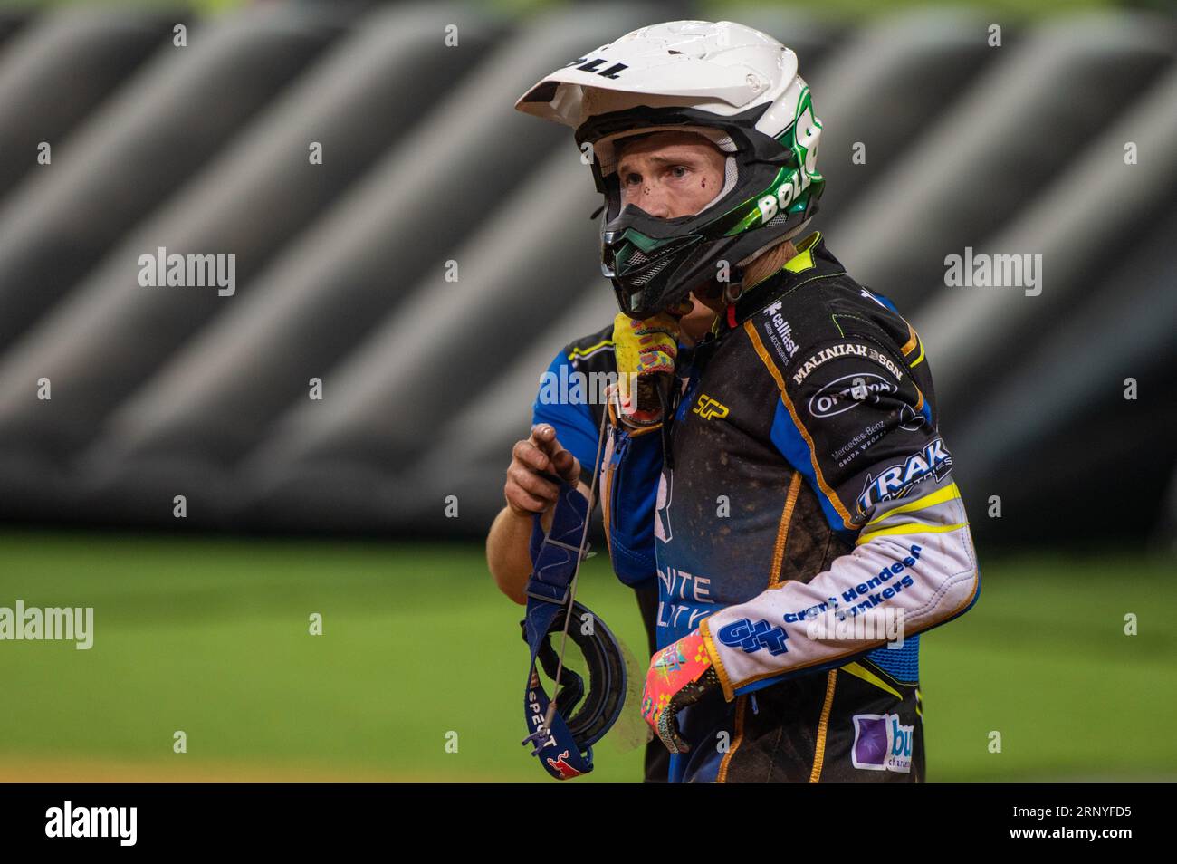 Jason Doyle of Australia #69 after crash in Heat 12 during the 2023 FIM ...