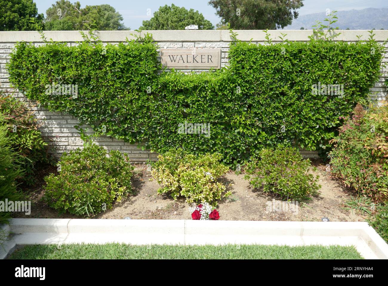 Los Angeles, California, USA 1st September 2023 Actor Paul Walker's Grave in Gardens of Heritage ...