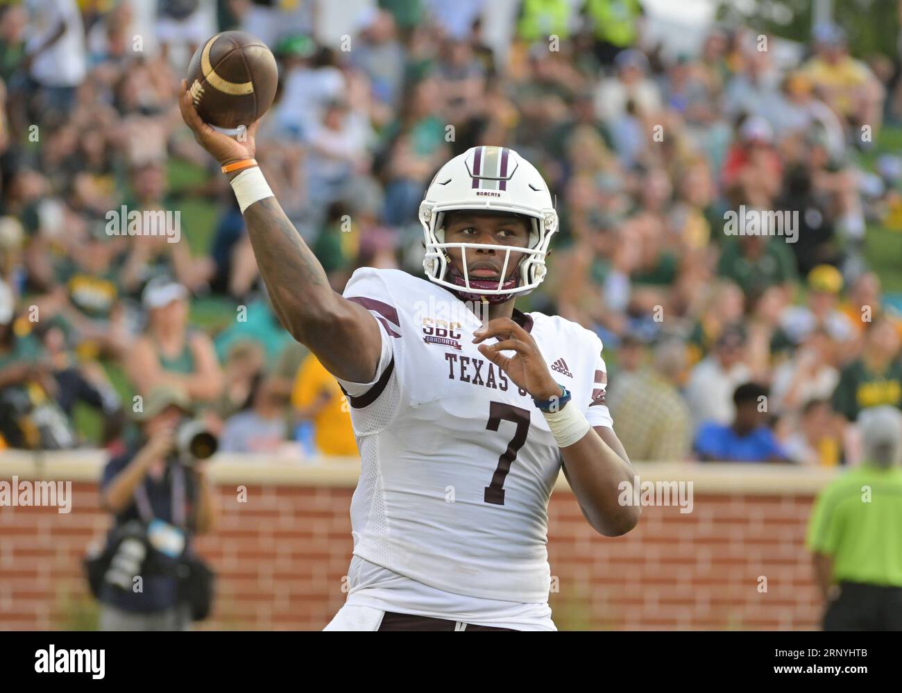 Waco, Texas, USA. 2nd Sep, 2023. Texas State Bobcats quarterback TJ ...