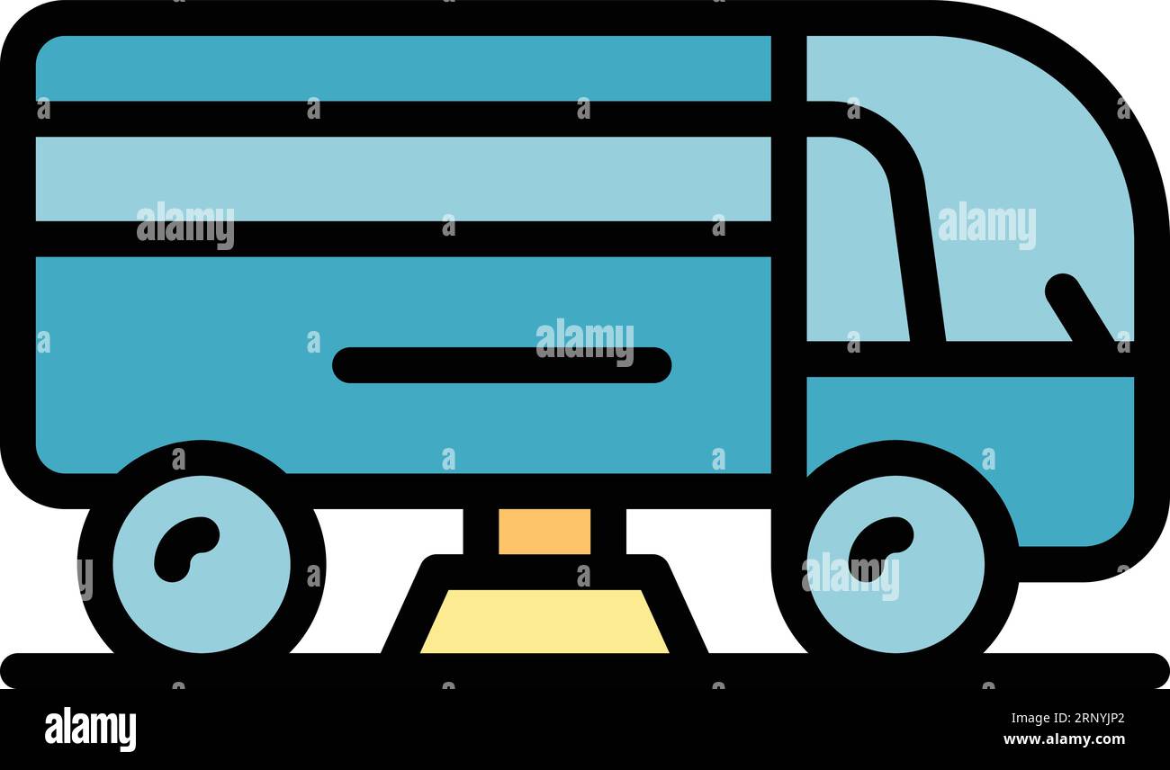 Sidewalk truck icon outline vector. Road cleaning. Machine garbage ...