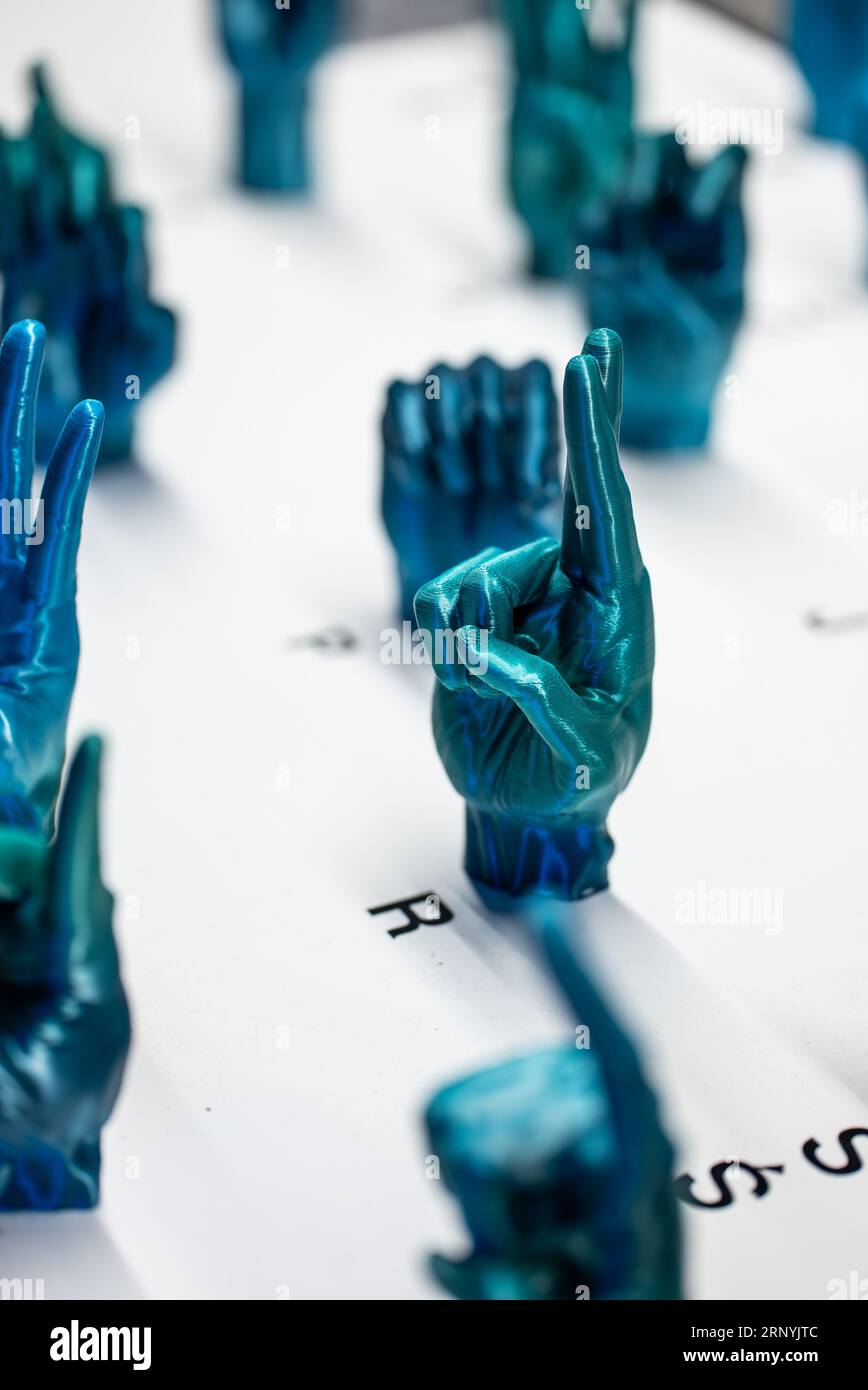 deaf language signs collection concept, hand and fingers alphabet ...