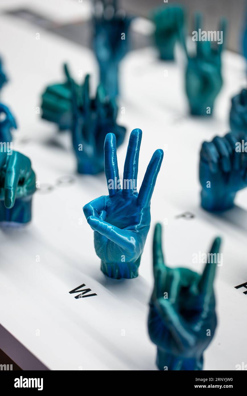 deaf language signs collection concept, hand and fingers alphabet ...