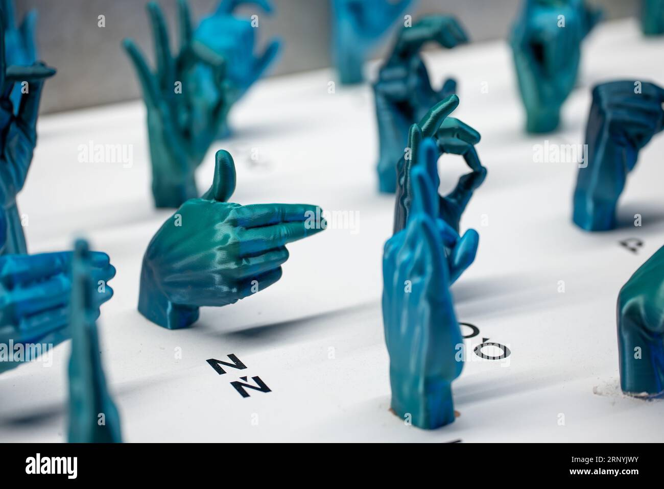 deaf language signs collection concept, hand and fingers alphabet ...