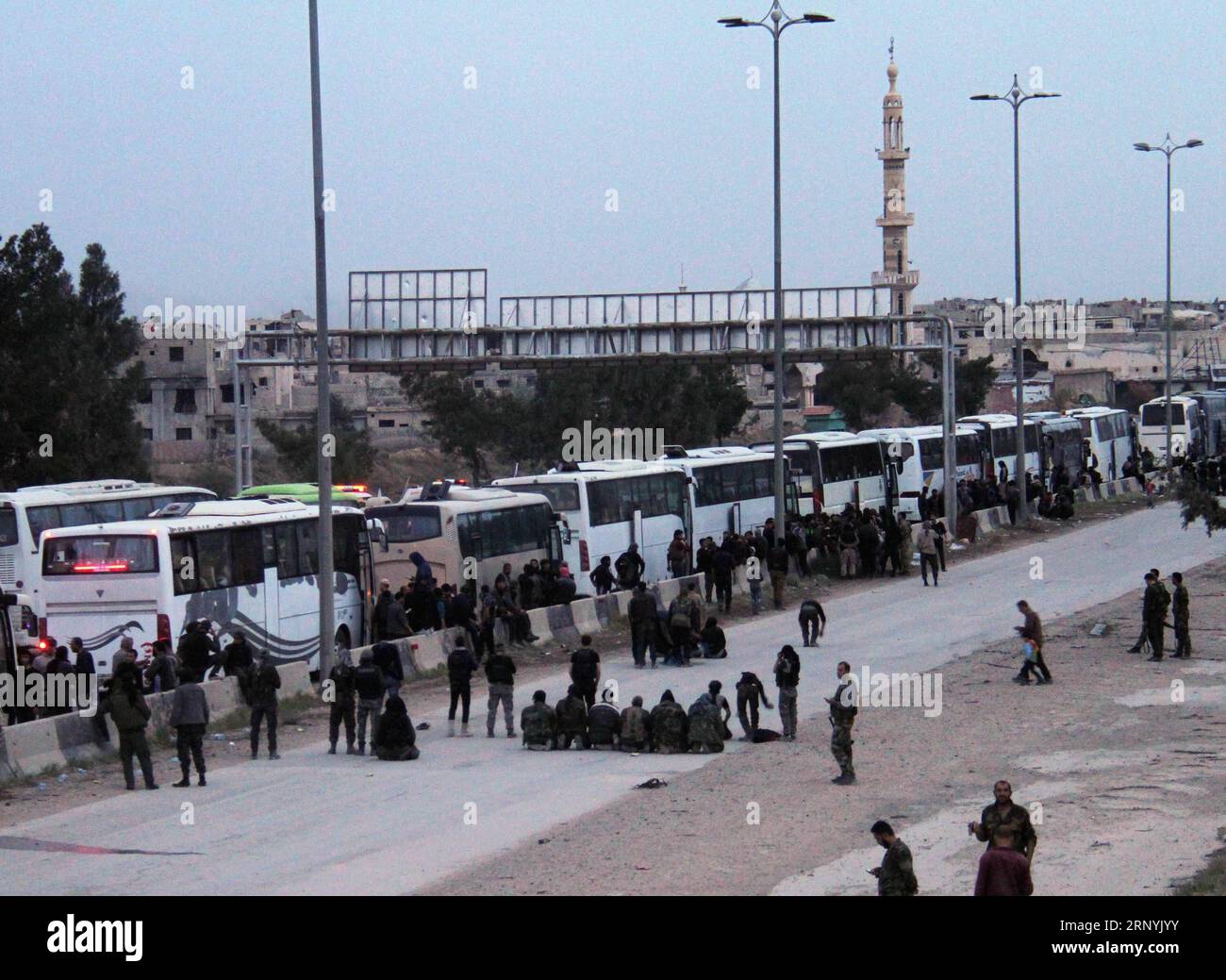 Military on buses hi-res stock photography and images - Alamy