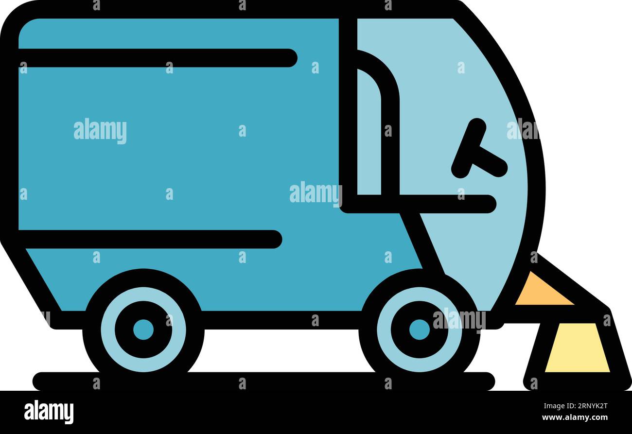 Sweeper truck icon outline vector. Street cleaning. Machine vehicle ...