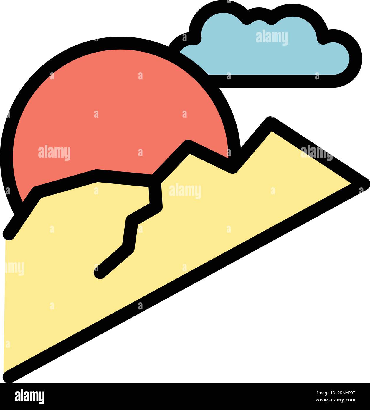 Nepal sunset icon outline vector. Tibet country. Asian mountain color flat Stock Vector Image ...