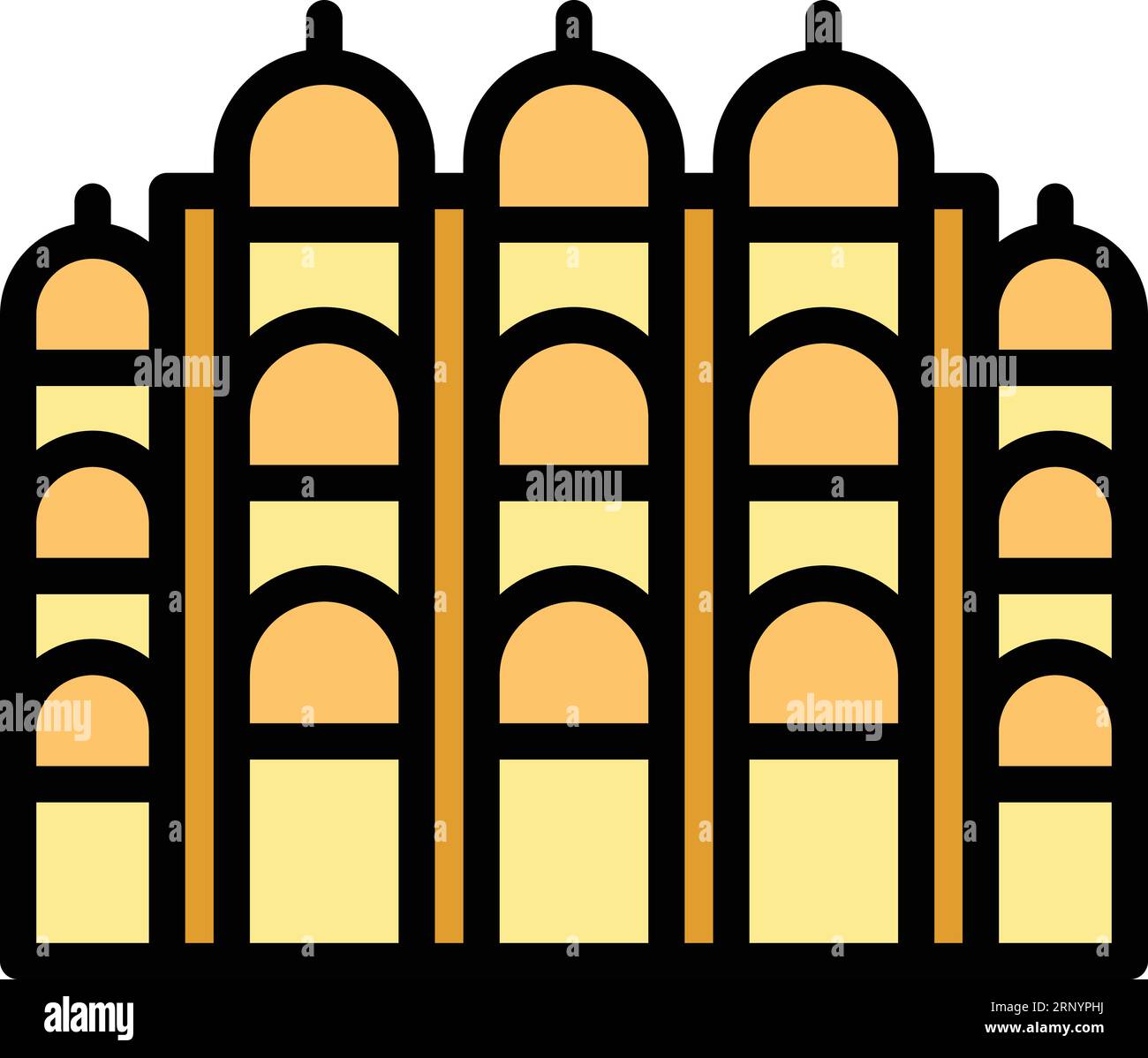 City building icon outline vector. India travel. Durga town color flat ...