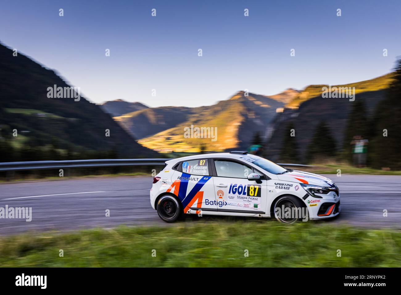 Morzine, France. 01st Sep, 2023. 87 VAUCLARE Tom, VAUCLARE Frédéric, Renault Clio RS Line Rally5 ...