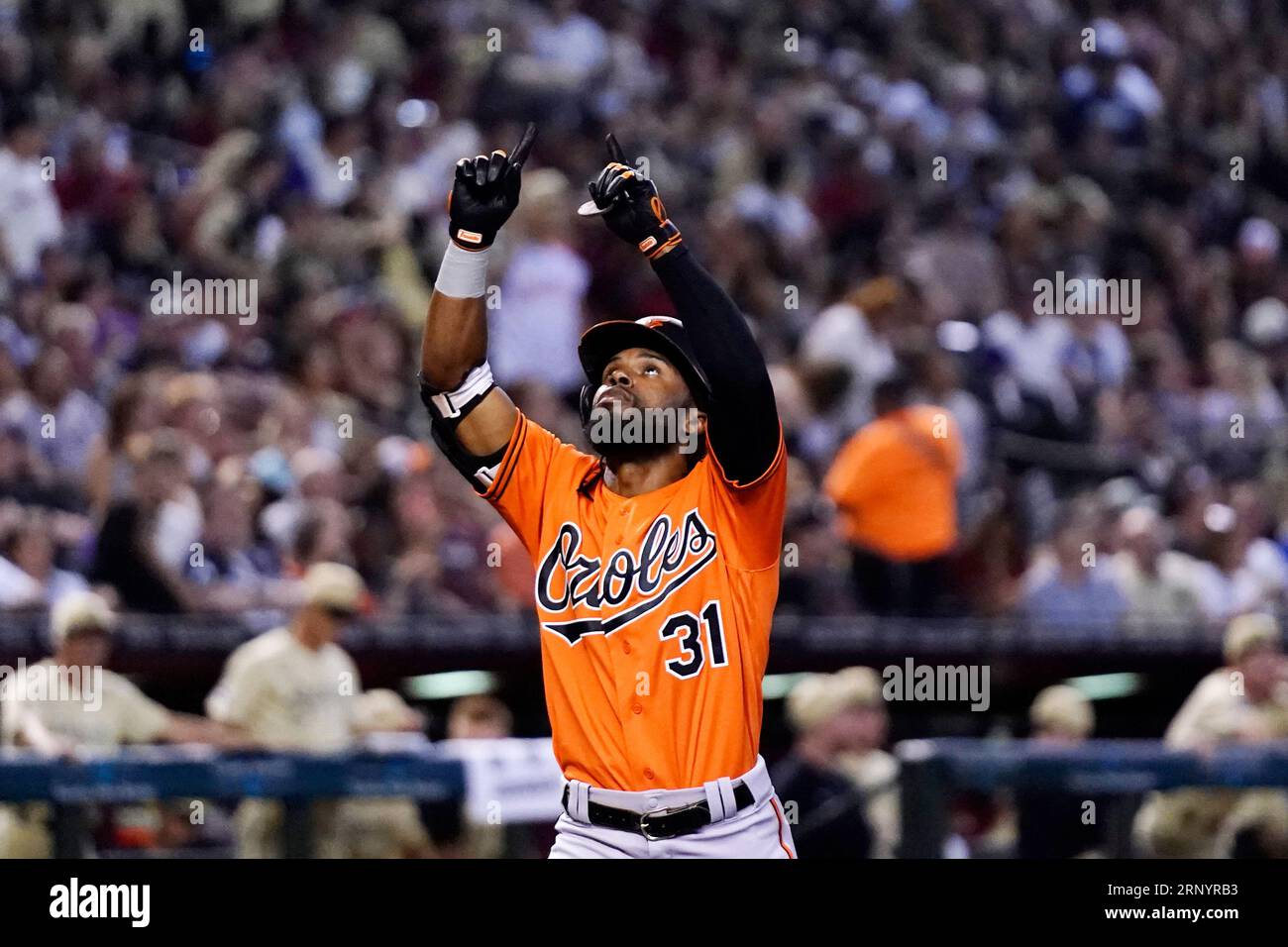 Baltimore Orioles' Cedric Mullins celebrates after his three-run home ...