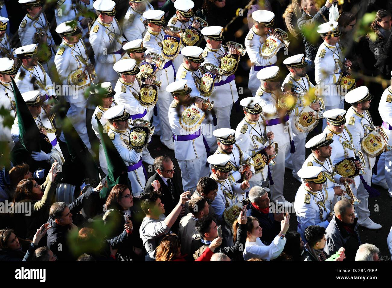 (180331) -- SEVILLE, March 31, 2018 -- Band members play traditional ...