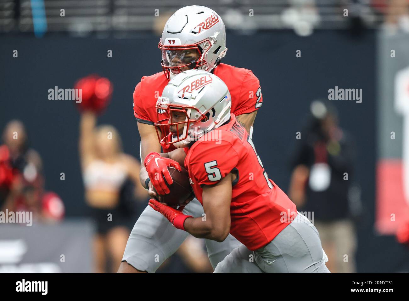 September 02, 2023: UNLV Rebels quarterback Doug Brumfield (2) hands ...