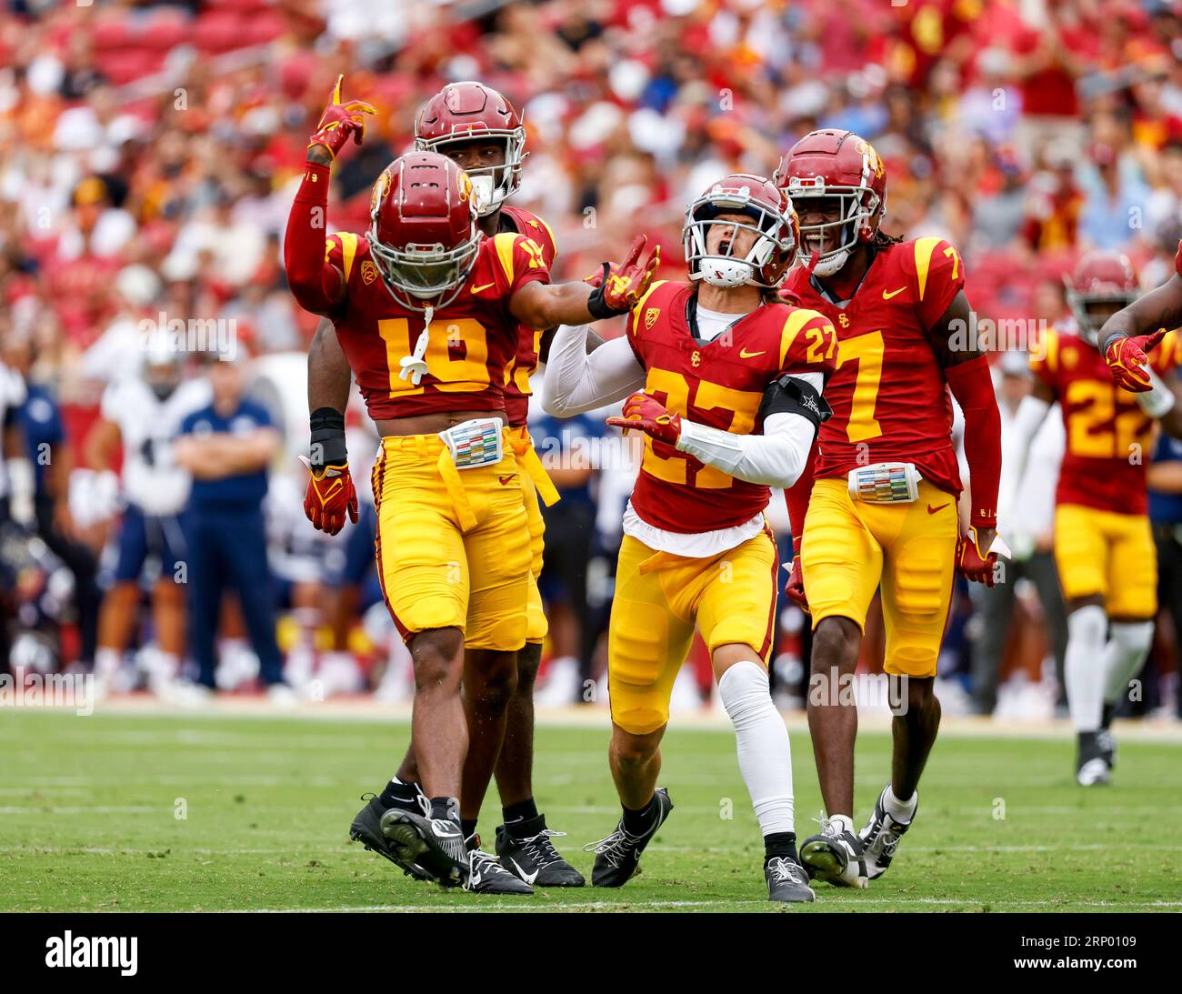 September 02, 2023 USC Trojans safety Jaylin Smith #19 celebrates a ...