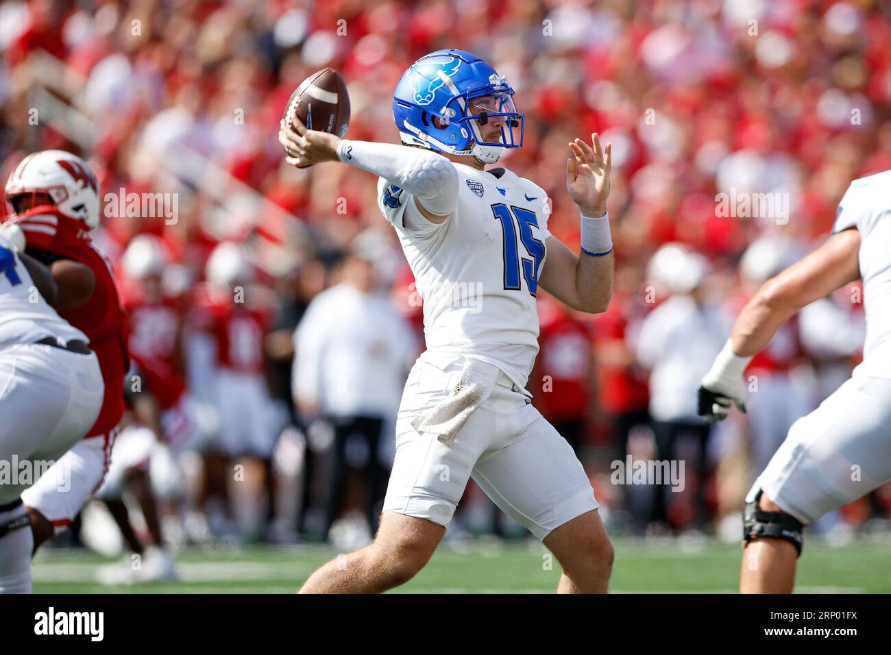 Madison, WI, USA. 2nd Sep, 2023. Buffalo Bulls quarterback Cole Snyder ...