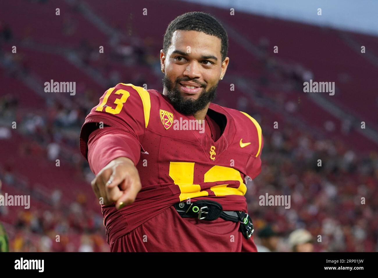 Southern California quarterback Caleb Williams gestures after winning ...