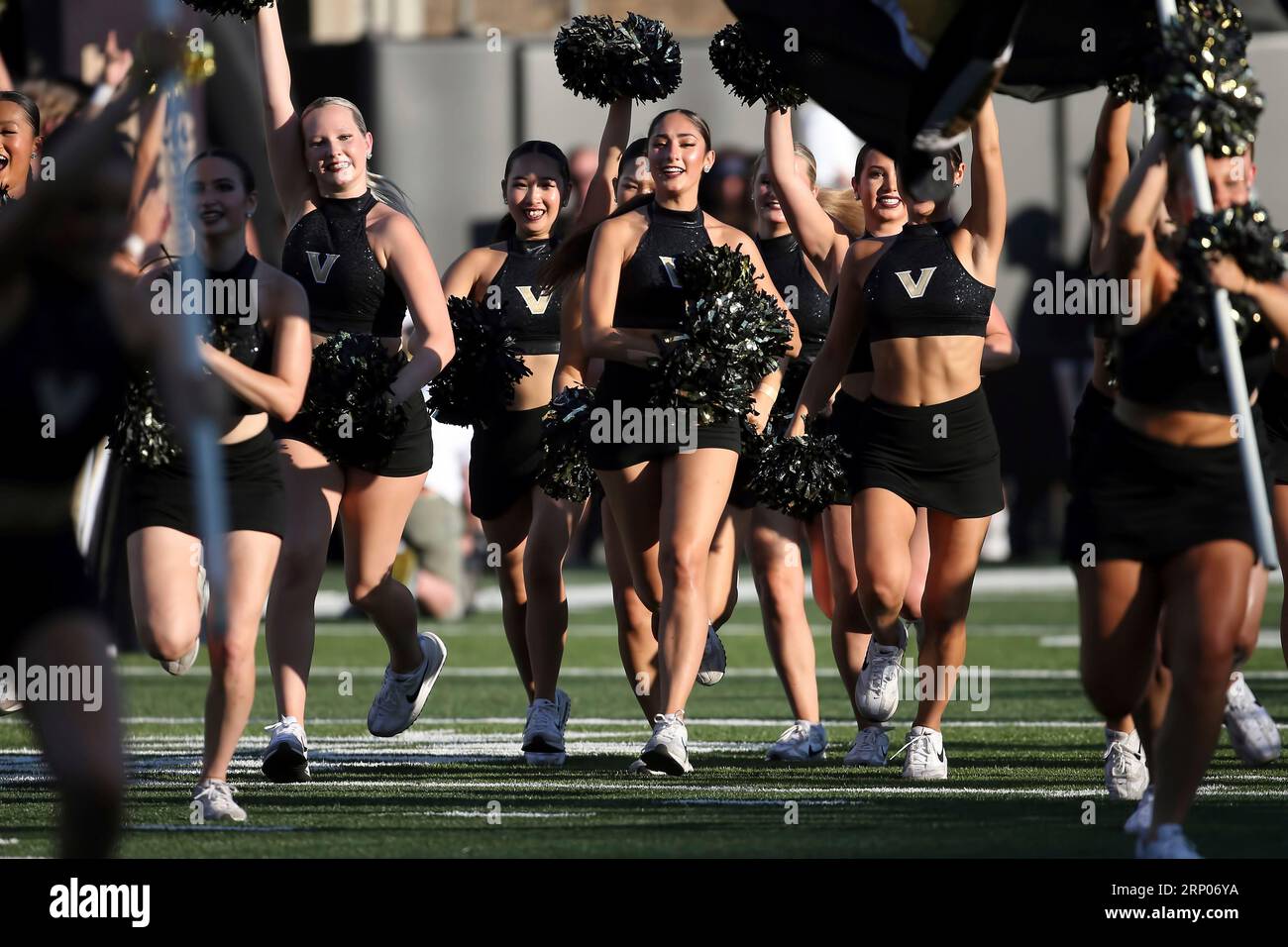 NASHVILLE, TN - SEPTEMBER 02: Vanderbilt Commodores cheerleaders run ...