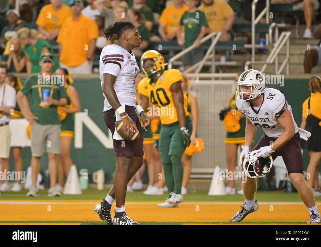 Waco, Texas, USA. 2nd Sep, 2023. Texas State Bobcats quarterback TJ ...