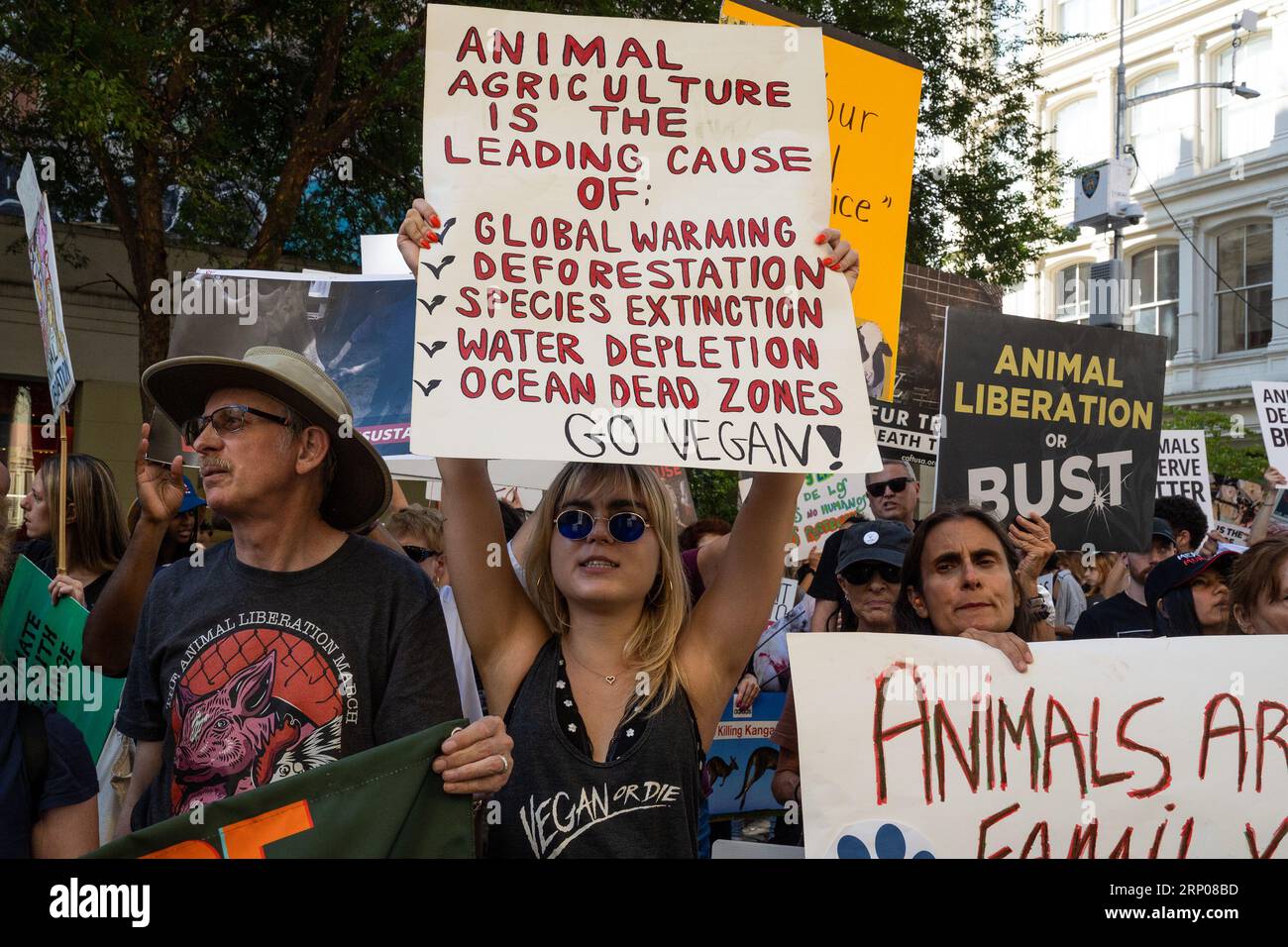 New York, USA. 21st July, 2023. Animal rights activists march in the ...