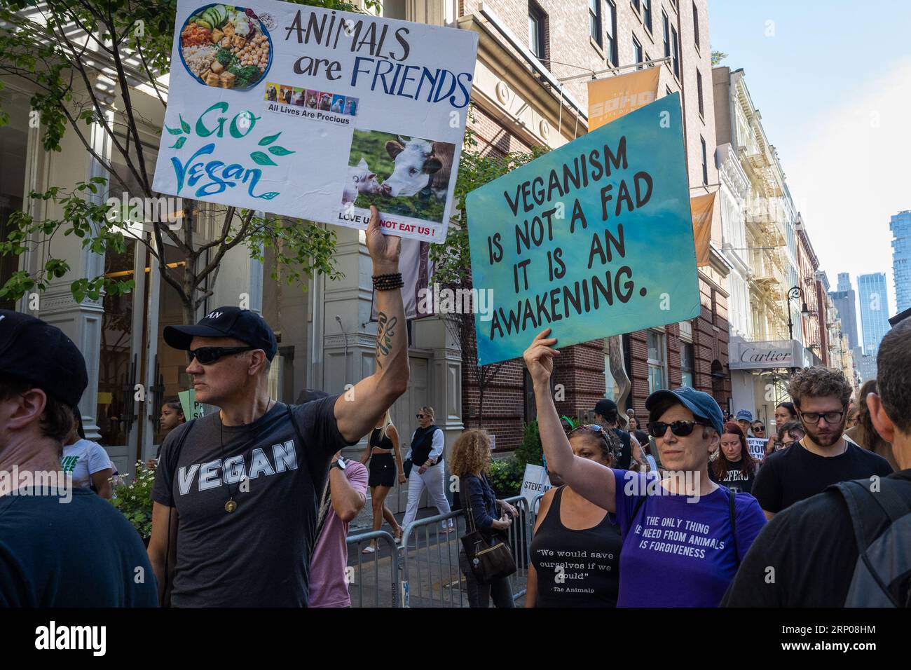 New York, USA. 21st July, 2023. Animal rights activists protest outside ...