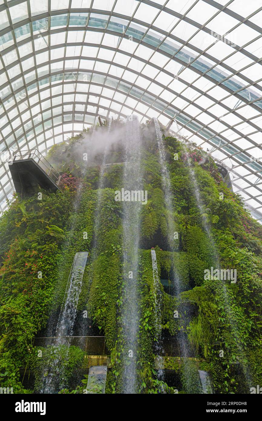 The Falls, a 35m indoor waterfall at the Cloud Forest Conservatory ...