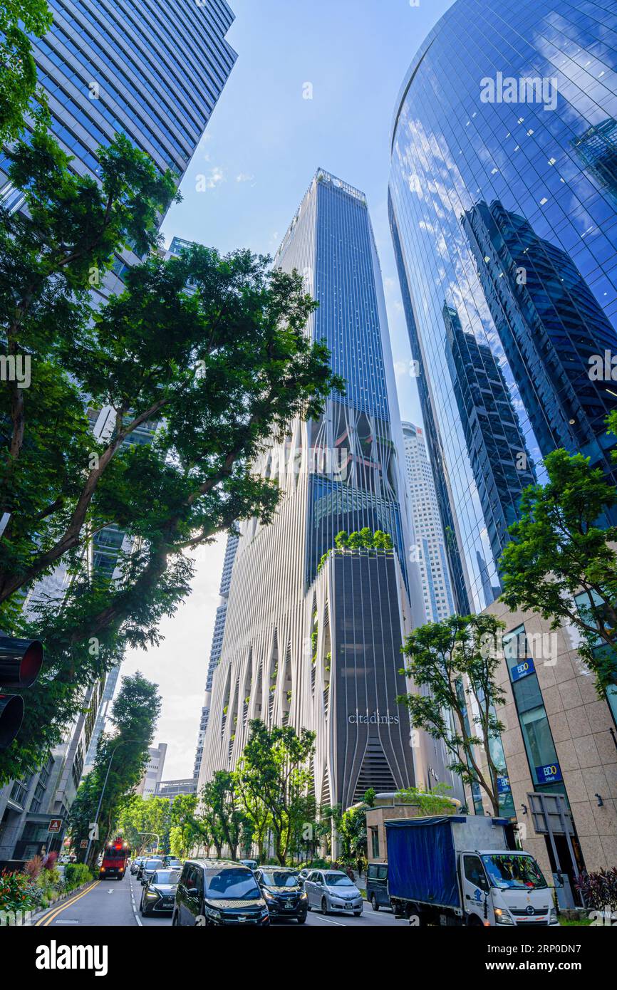 Skyscraper office buildings around CBD Downtown Core in Singapore Stock ...