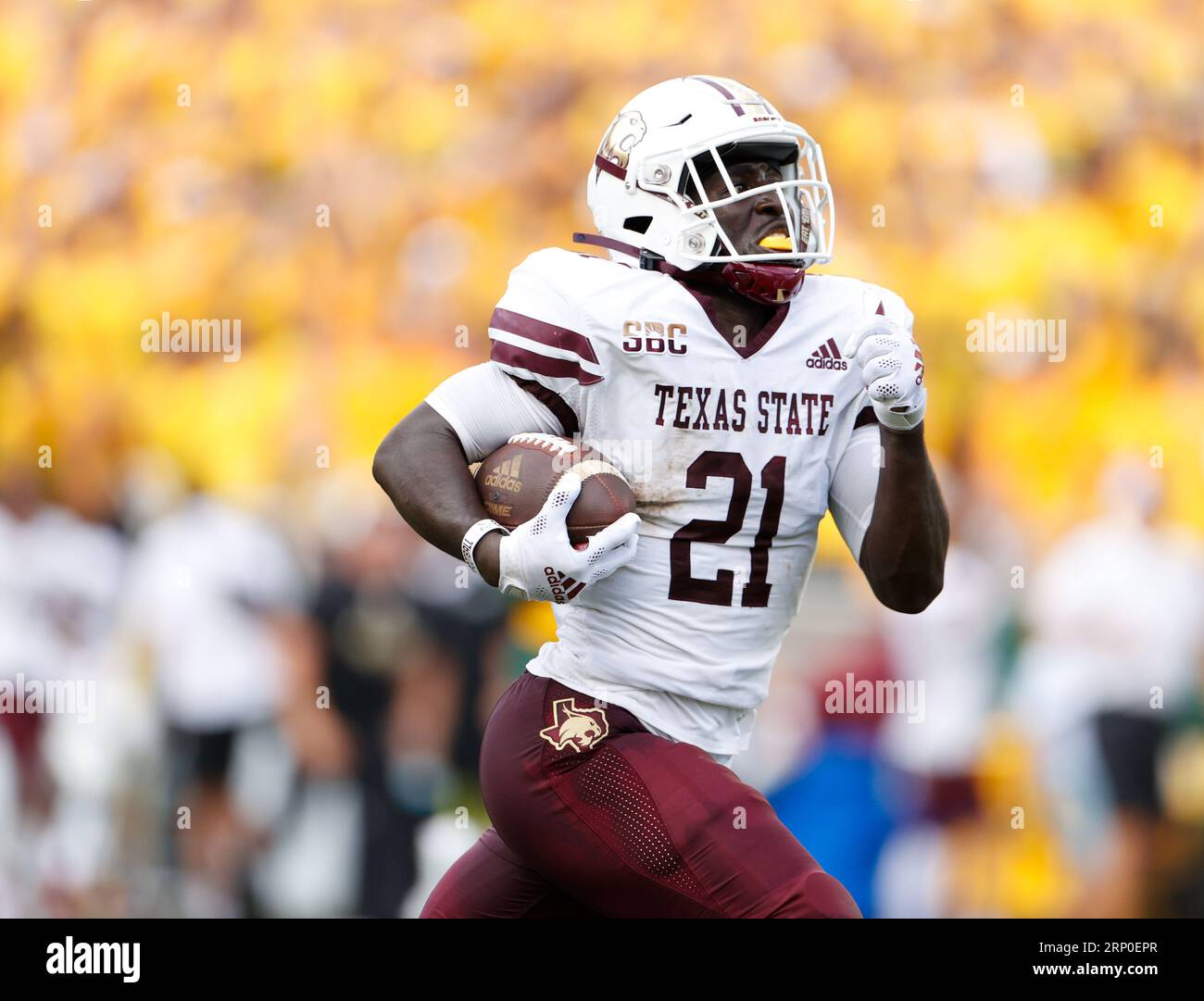 September 2, 2023: Texas State running back Ismail Mahdi (21) carries ...