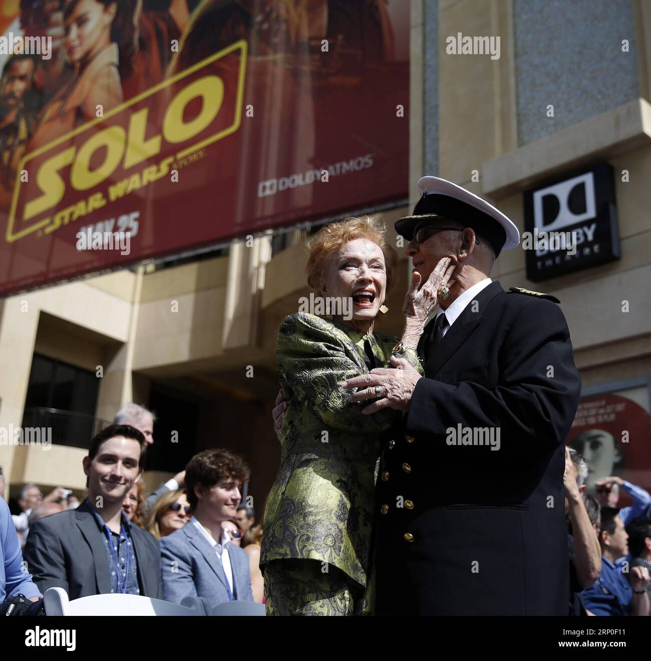 (180511) -- LOS ANGELES, May 11, 2018 -- Gavin MacLeod (R) who played ...