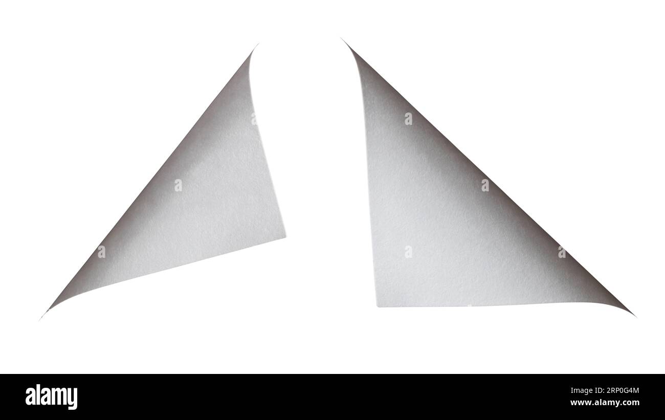 Curled corner of a white paper on white background with clipping path ...