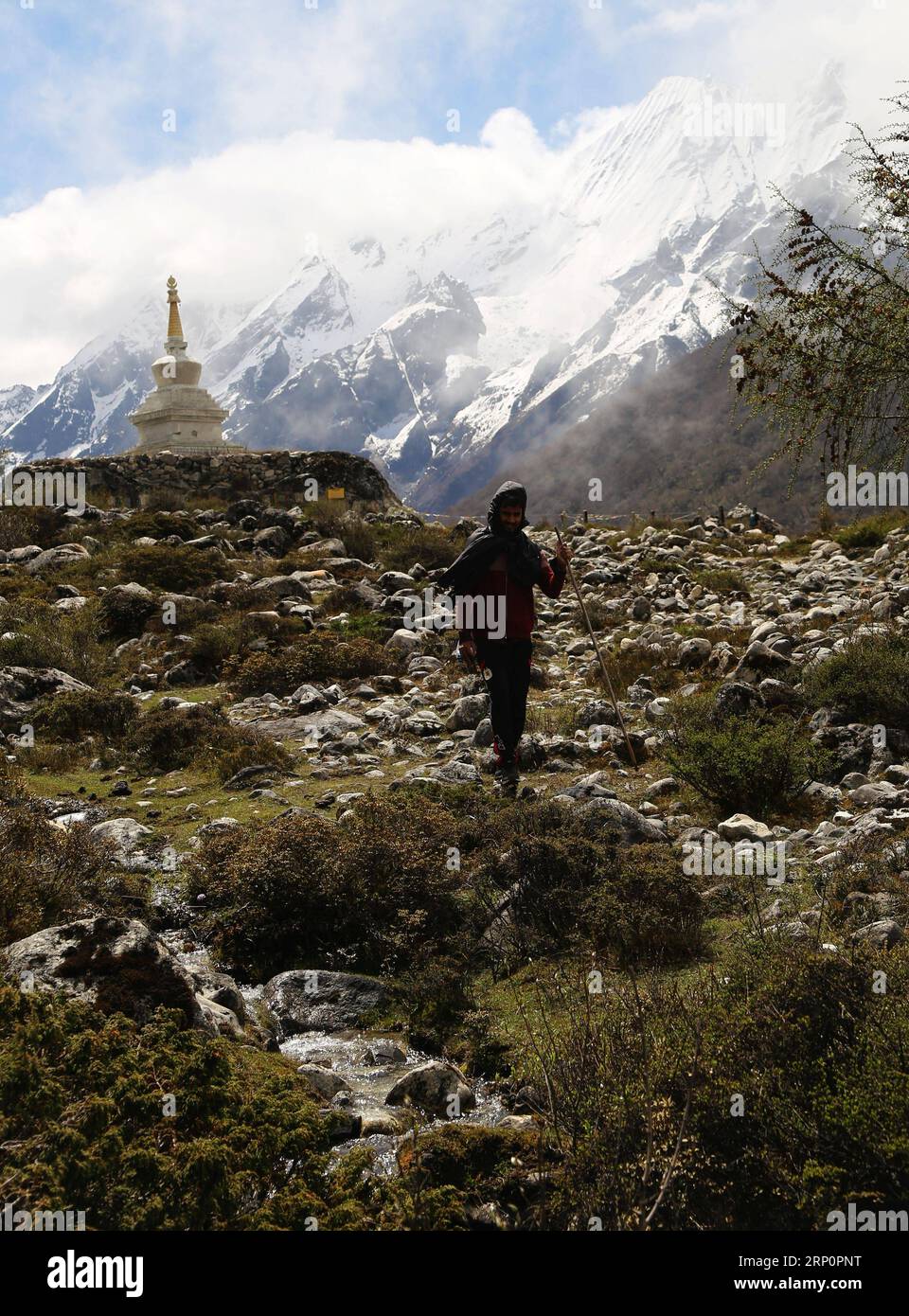 (180522) -- RASUWA, May 22, 2018 -- A tourist travels at the Langtang ...