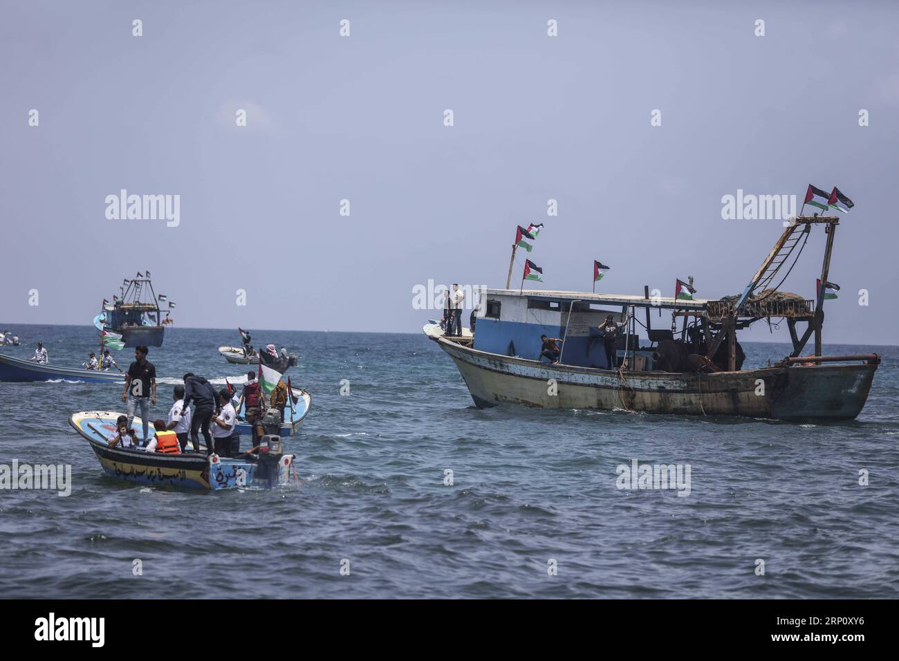 (180529) -- GAZA, May 29, 2018 -- Fishing boats trying to breach ...